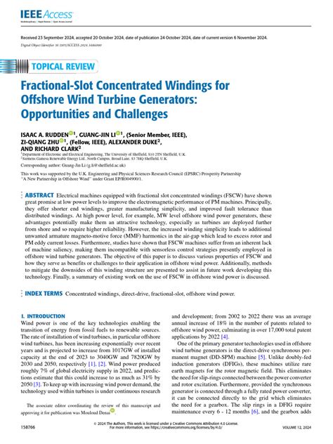 Fractional Slot Concentrated Windings For Offshore Wind Turbine Generators Opportunities And