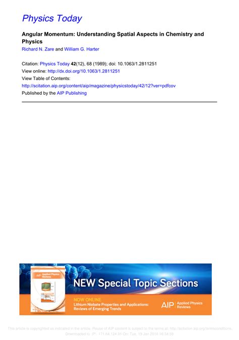 Pdf Angular Momentum Understanding Spatial Aspects In Chemistry And Physics