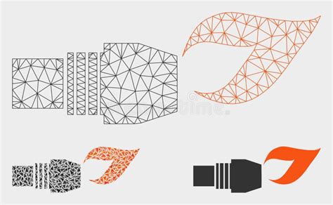 Gas Burner Nozzle Fire Vector Mesh Carcass Model And Triangle Mosaic Icon Stock Vector