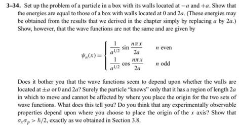 solved 3 34 set up the problem of a particle in a box with