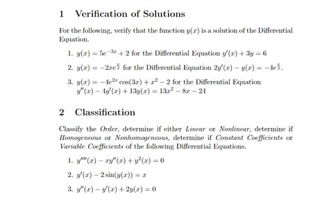 Solved 1 Verification Of SolutionsFor The Following Verify Chegg Com