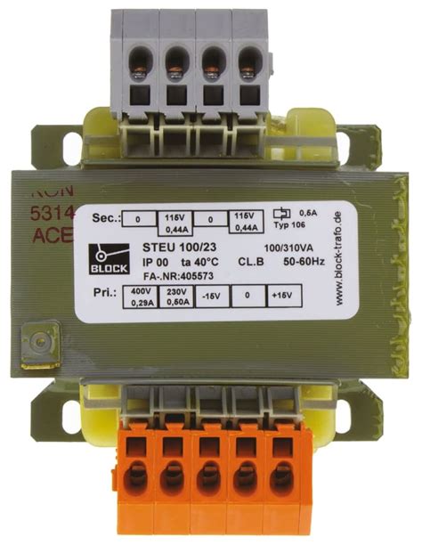 Steu100 23 Block Block 100va Isolating Transformer 215v Ac 230v Ac