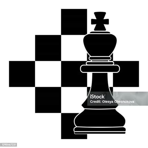 체스판 배경에 구성 체스 조각 왕 흰색 배경에 색상 검정 벡터 일러스트 아이콘 로고 승화 인쇄 디자인 장식 체스에 대한 스톡 벡터 아트 및 기타 이미지 Istock