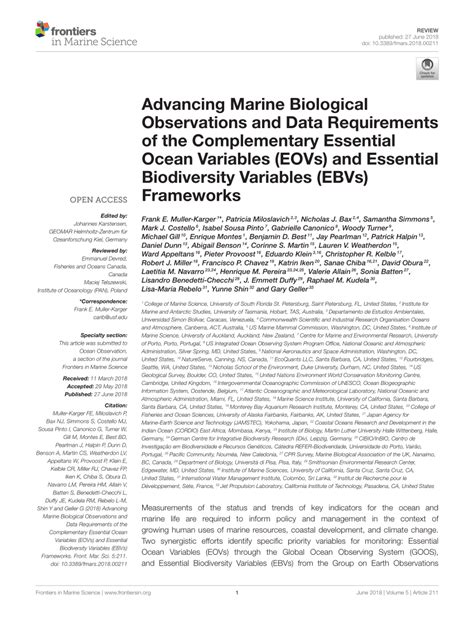 Pdf Advancing Marine Biological Observations And Data Requirements Of