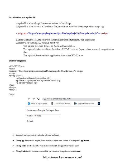 Jntuk R20 Btech Cse 3 2 Mst Unit 5 Notes Introduction To Angular Js Angularjs Is A