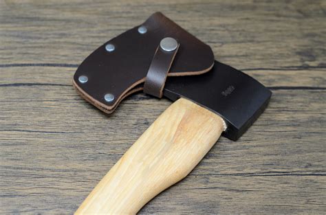 Full Grain Leather Hatchet Axe Cover Safety Sheath In Brown Made In