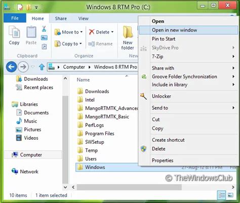 Remove Open Folder In New Window Context Menu Item In Explorer