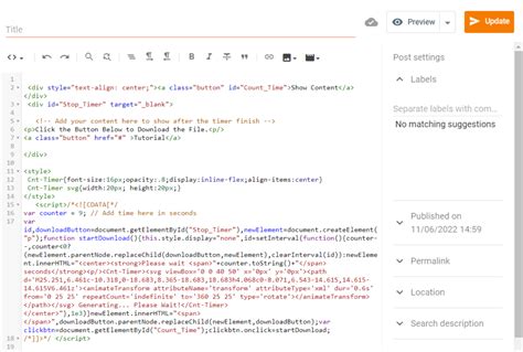 how to add a download timer button in blogger wpblogsetup