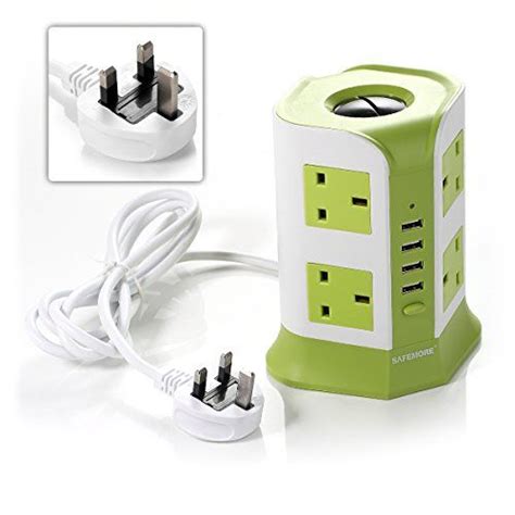 Safemore Way Outlet Socket Extension Lead Surge Protected Adaptor Power Strip With Usb Port