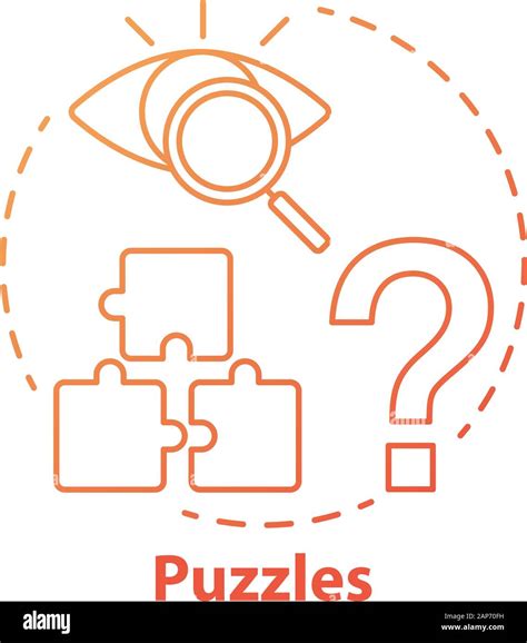 Puzzles Red Gradient Concept Icon Quest Game Idea Thin Line Illustration Looking For Answer