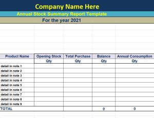 Editable Stock Report Templates In EXCEL