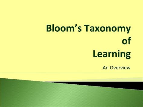 Blooms Taxonomy Of Learning An Overview Overview Remembering