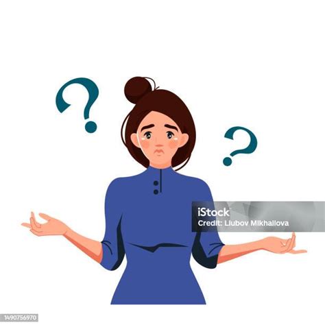 소녀는 어리둥절하고 정답을 모릅니다 문제 해결 및 선택 사려 깊은 캐릭터 선택의 복잡성 벡터 그림 개념에 대한 스톡 벡터 아트