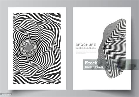 A4 형식의 벡터 레이아웃 브로셔 잡지 전단지 소책자 보고서를 위한 현대적인 커버 모의 광고 디자인 템플릿입니다 착시 흑백 디자인 패턴으로 추상적인 3d 기하학적 배경 0