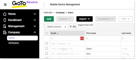 Import From CSV GoTo Resolve MDM