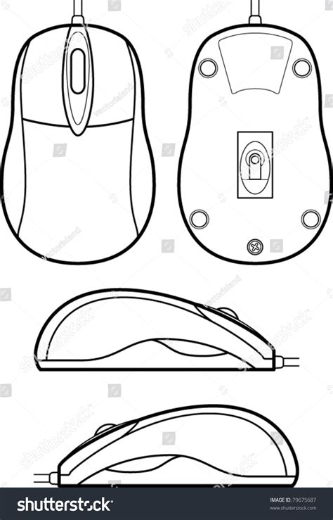 Computer Mouse Line Art Stock Vector Royalty Free Shutterstock