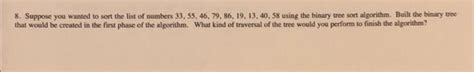 Solved 8 Suppose You Wanted To Sort The List Of Numbers 33