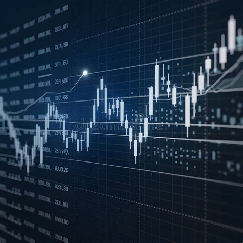 Digital Stock Market Graph With Fluctuating Lines And Floating Digital Numbers Stock