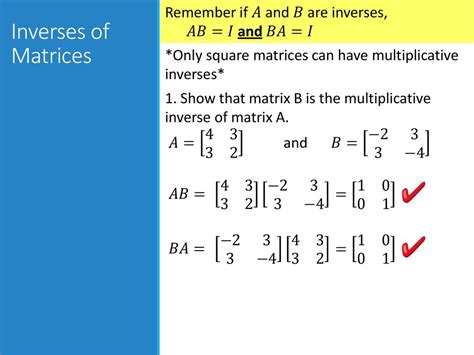 Lesson 12 4 Inverses Of Matrices Ppt Download