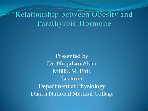 Ppt Relationship Between Obesity And Parathyroid Hormone