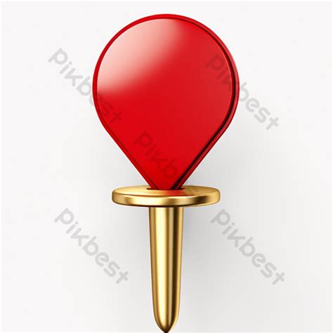 Vector Red Pushpin Top View Tack For Notes On White Background PNG