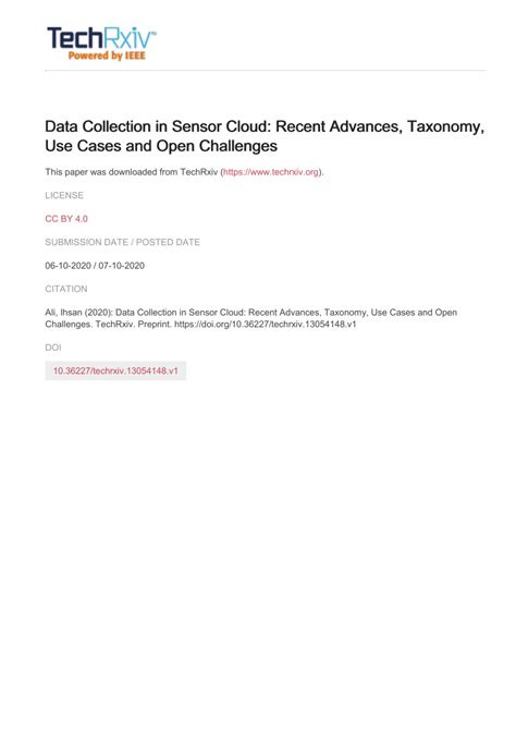 pdf data collection in sensor cloud recent advances taxonomy use