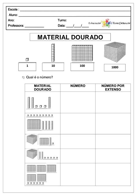 Atividades Com Material Dourado 4 Ano Para Imprimir Retoedu