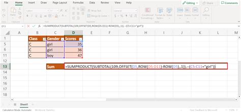 how to use subtotal with sumif in excel sheetaki
