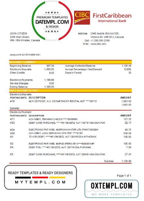 Cibc Bank Statement Psd Template Artofit