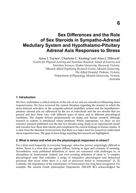 PDF Sex Differences And The Role Of Sex Steroids In Sympatho Adrenal Medullary System And