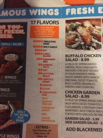 Hooters Wings Menu