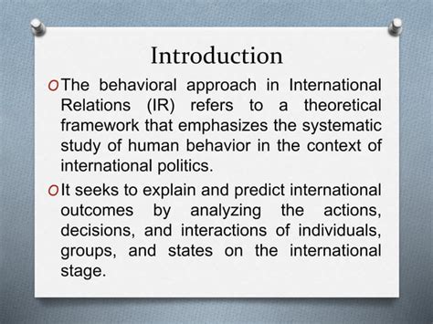 Behavioural Approach In International Relations Pptx