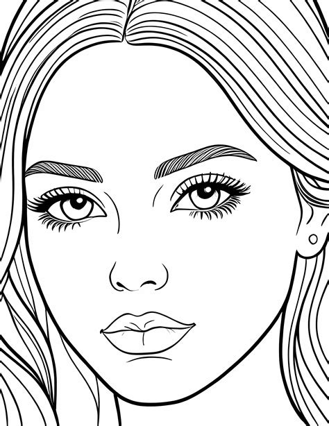 Раскраска Лицо девушки 17 распечатать - happybrushes