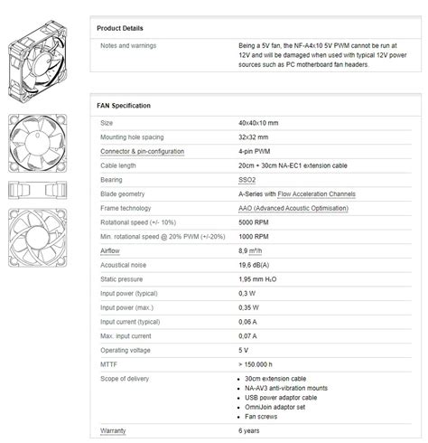Noctua NF-A4X10-5V-PWM NF-A4x10 5V PWM 40mm Fan - CPL Online