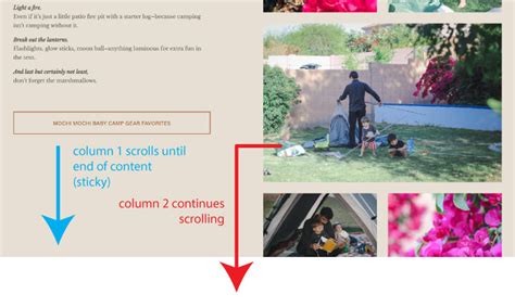 sticky column with overflow for blog posts customize with code