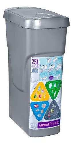 Bote Basura Papelero Tapa Push Reciclaje Hecho España 25l Color Gris
