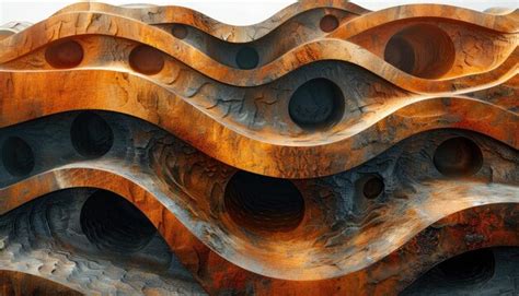 Abstract Rusty Metal Wave Pattern Premium AI Generated Image