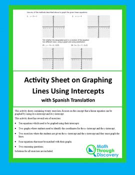 Alg Graphing Lines Using Intercepts Activity Sheet TPT