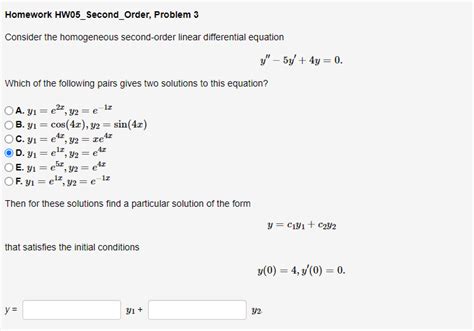 Solved Consider The Homogeneous Second Order Linear