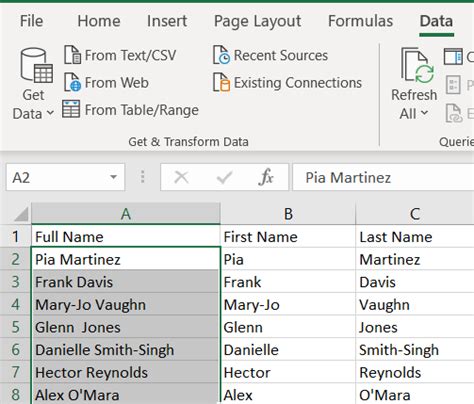 How To Separate First And Last Name In Excel