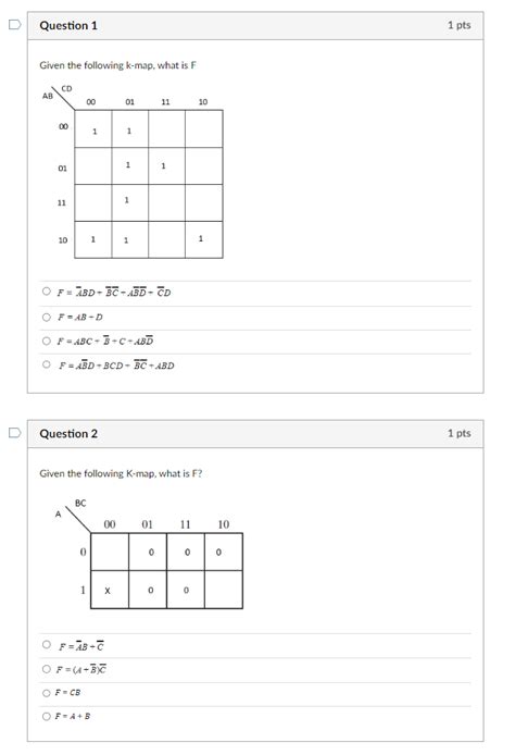 Solved Given The Following K Map What Is F Chegg Com