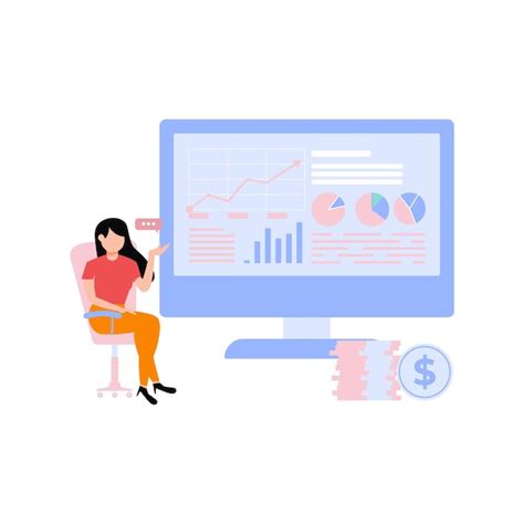 Premium Vector Girl Showing Business Graph On Monitor