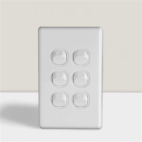 Tesla Six Gang Slimline Switch White Dawnlux