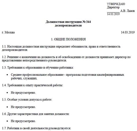 Образец должностной инструкции 2024 года