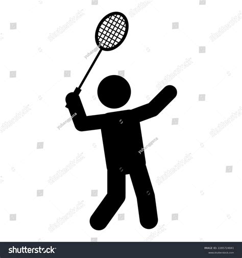 Stick Figure Pictogram Representation Badminton Sport Stock Vector