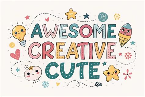 Awesome Creative Cute Word 2d Illustration Design With Lettering And
