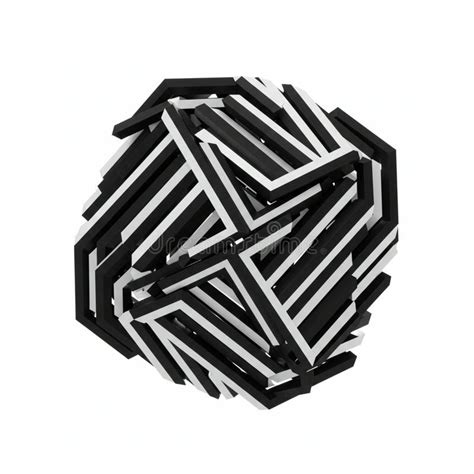 A Complex Geometric Structure Consisting Of Interlocking Black And