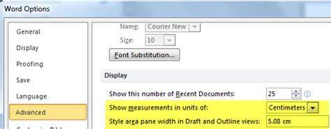 Style Area Width Setting