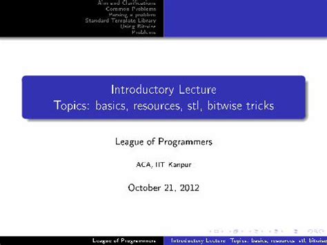PDF ACM ICPC IIT Kanpur Introductory Notes DOKUMEN TIPS