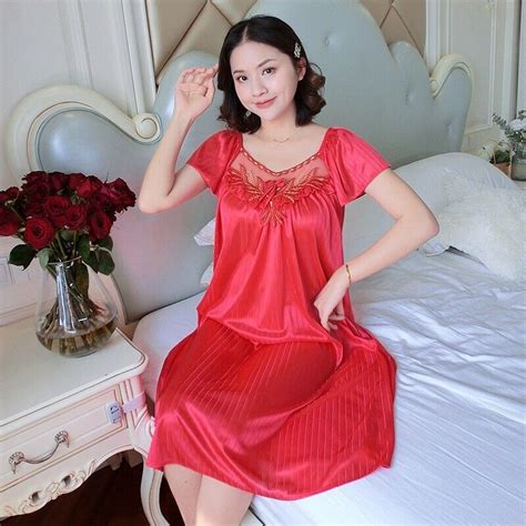 Womens Lace Satin Silk Long Nightdress Ladies Sexy Lingerie Sleepwear
